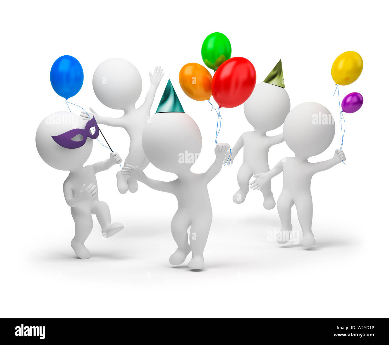 3d small people joyfully celebrating a holiday. 3d image. Isolated ...