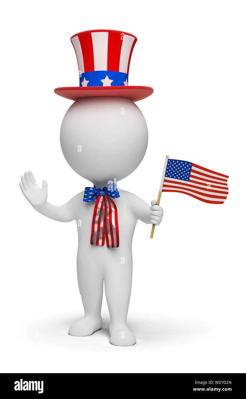 3d small people - Independence Day. 3d image. Isolated white background ...