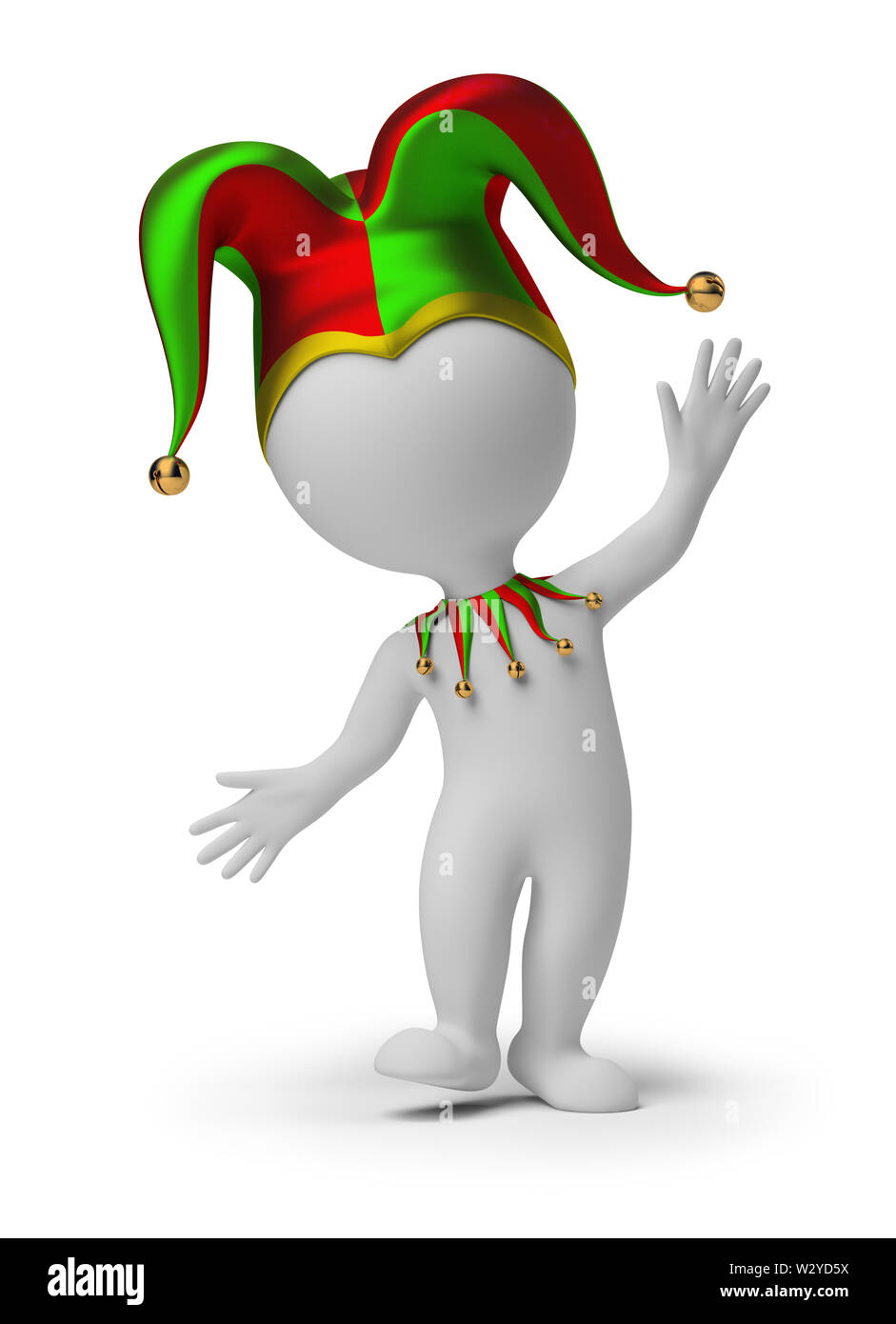 3d small people - dancing jester in a cap. 3d image. Isolated white ...