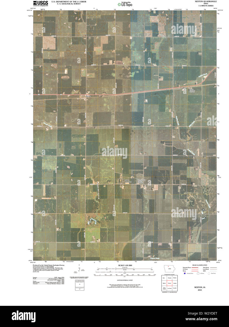 USGS TOPO Maps Iowa IA Sexton 20100428 TM Restoration Stock Photo - Alamy