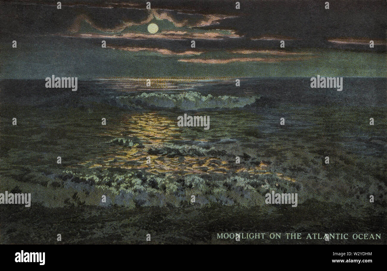 Moonlight on the Atlantic Ocean Stock Photo - Alamy