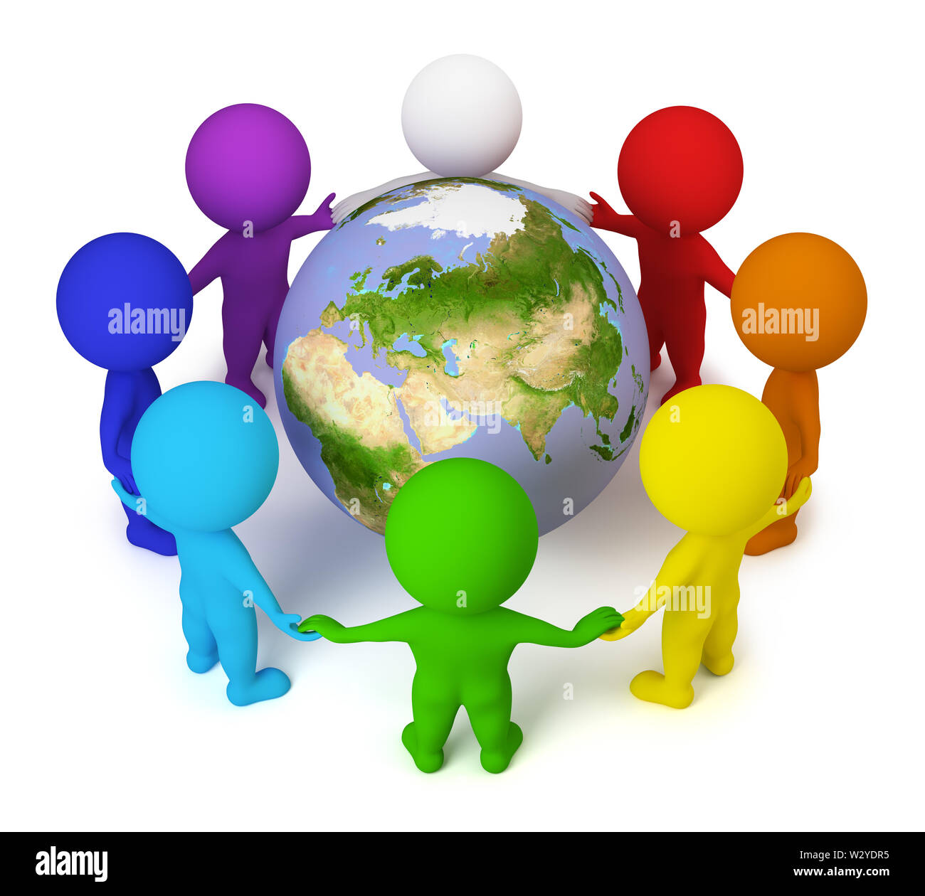 3d Small People Joined Hands Round The Earth 3d Image Isolated White 3d-small-people-joined-hands-round-the-earth-3d-image-isolated-white