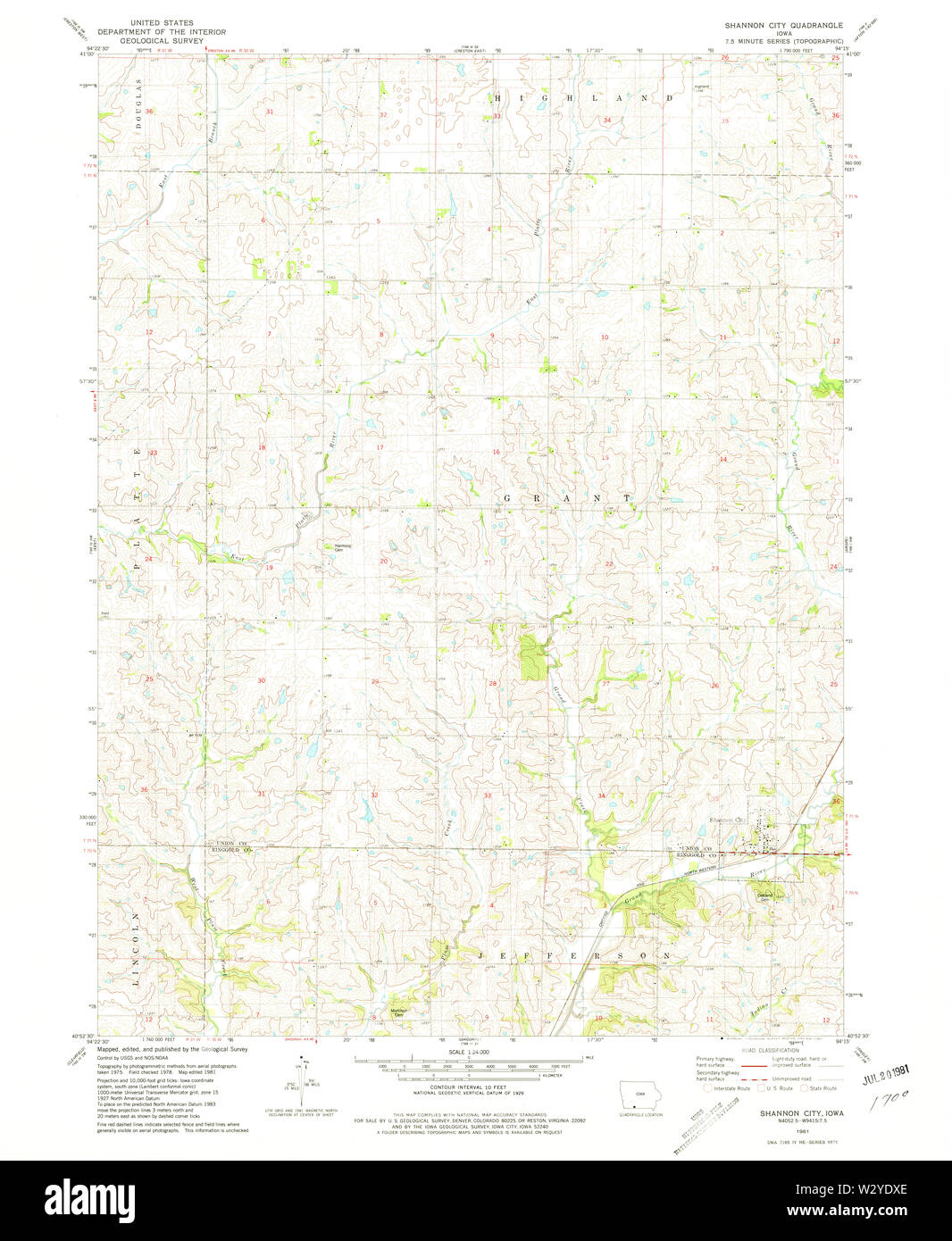USGS TOPO Maps Iowa IA Shannon City 175504 1981 24000 Restoration Stock ...