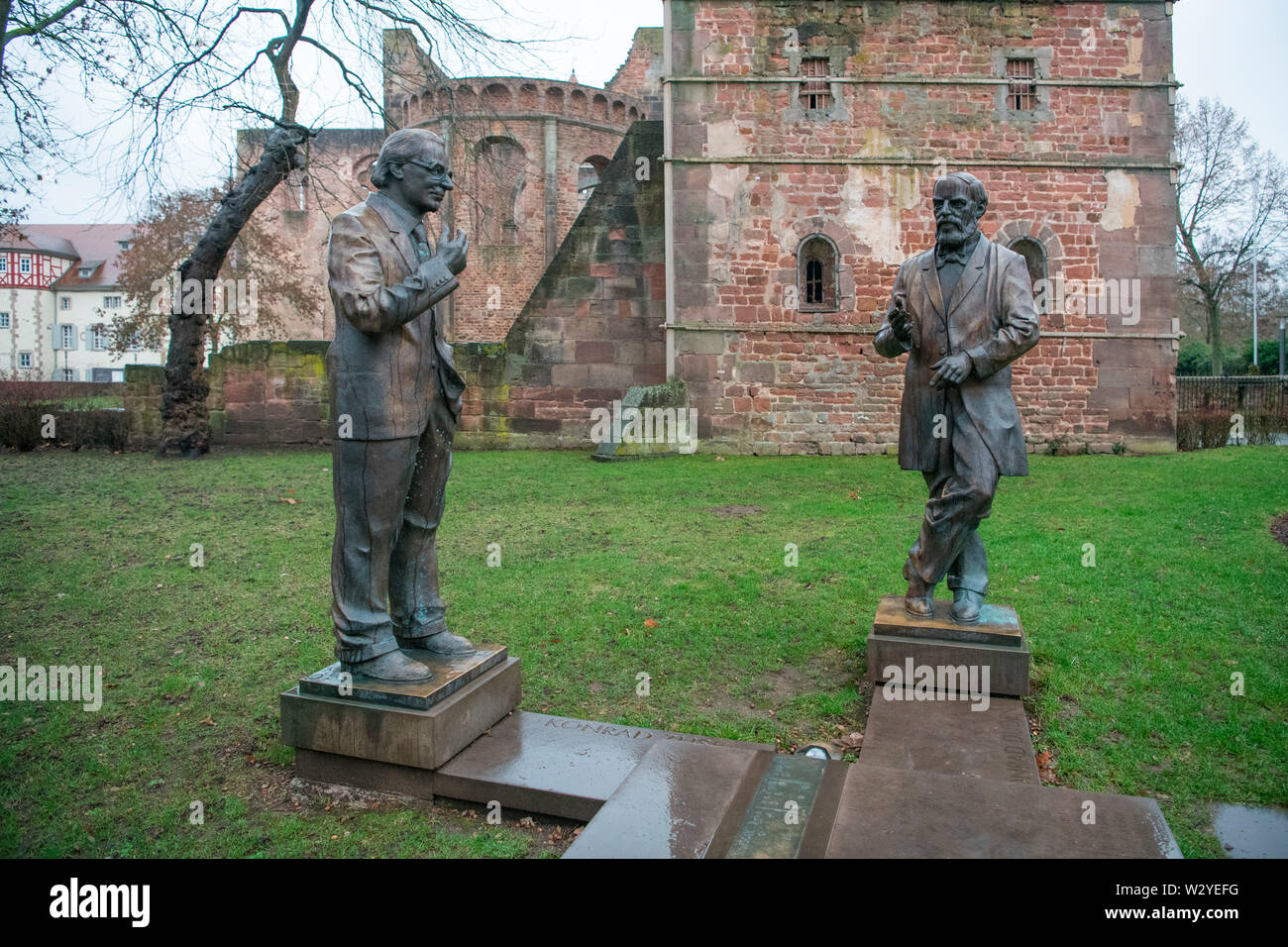 Statue Konrad Duden and Konrad Zuse, Bad Hersfeld, Hesse, Germany ...