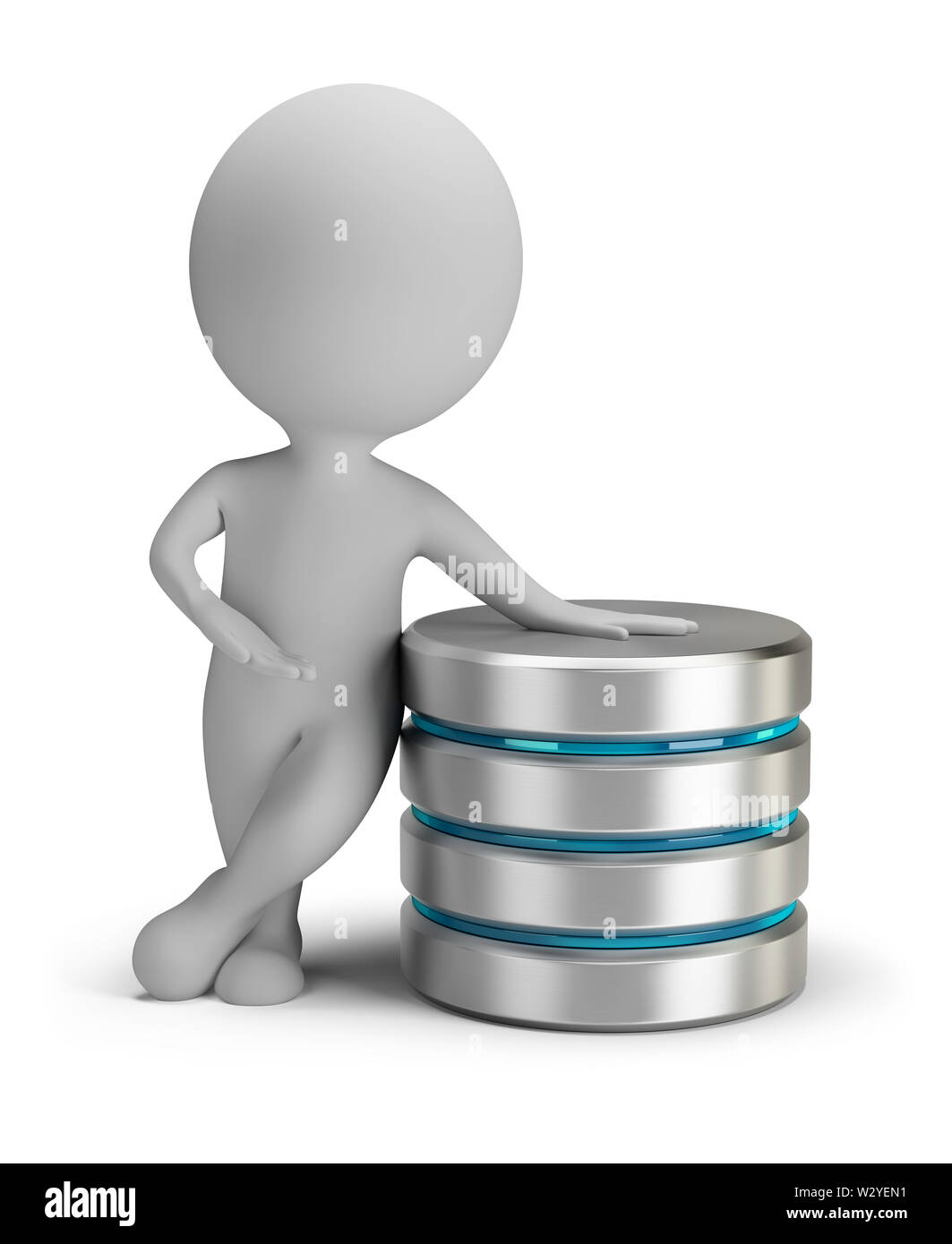 3d person standing next to the server. 3d image. Isolated white ...