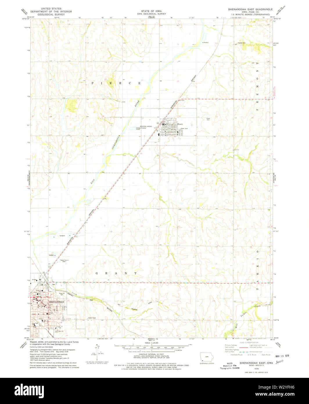 USGS TOPO Maps Iowa IA Shenandoah East 175519 1978 24000 Restoration ...