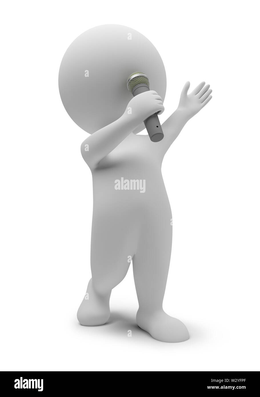 3d small people singing in a microphone. 3d image. Isolated white ...