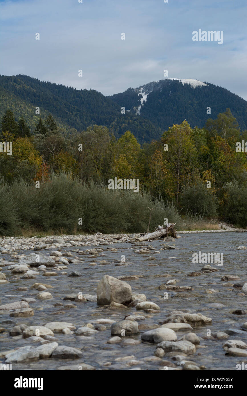 river Isar, isar valley near lenggries, benediktenwand, isarwinkel ...