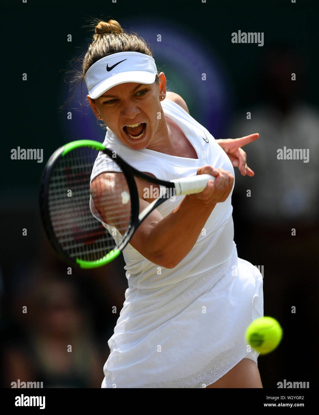 Simona Halep during her match against Elina Svitolina on day ten of the ...