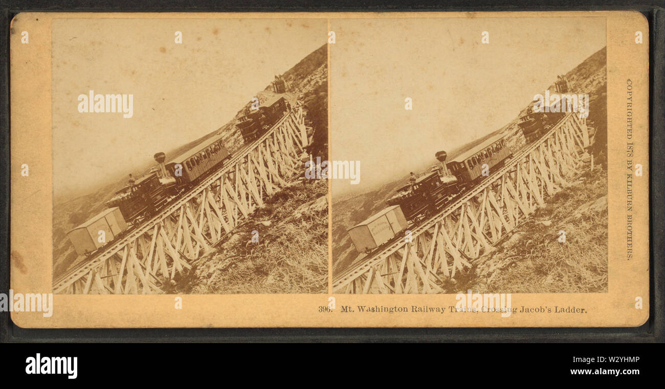 Mt Washington Railway Trains, crossing Jacob's Ladder, by Kilburn ...