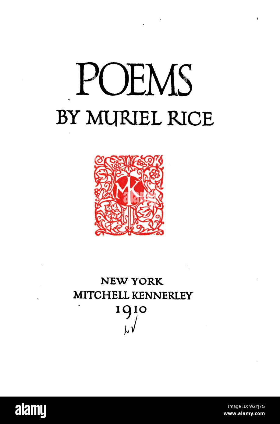 Muriel Rice Poems title page Stock Photo - Alamy