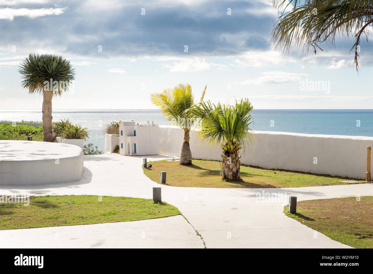 pathway along coastline of Torremuelle, Benalmadena in spain looking ...