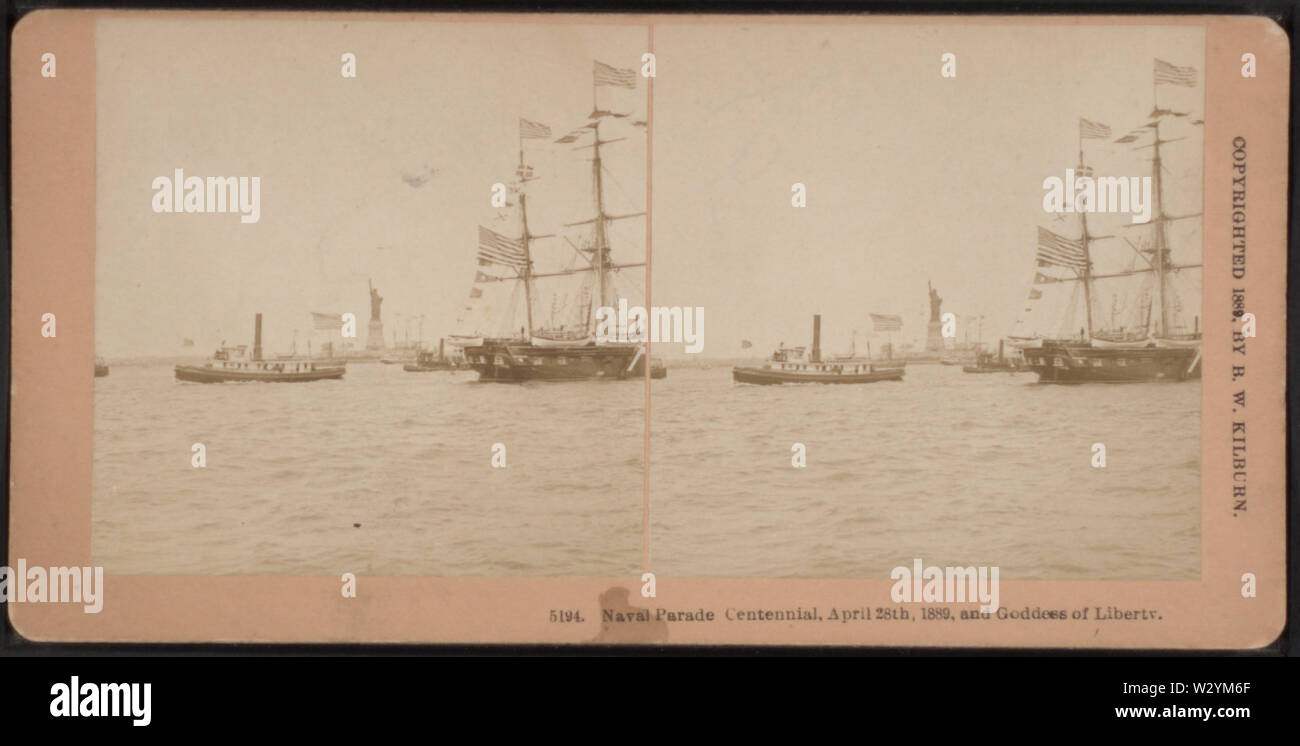 Naval Parade, Centennial April 28th, 1889, and Goddess of Liberty, by ...