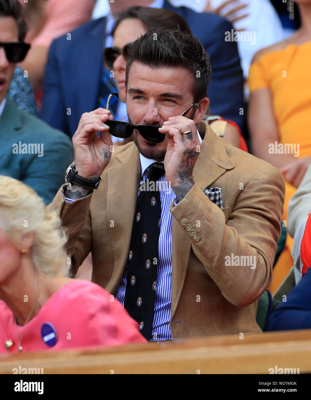 David Beckham in the royal box on day ten of the Wimbledon ...