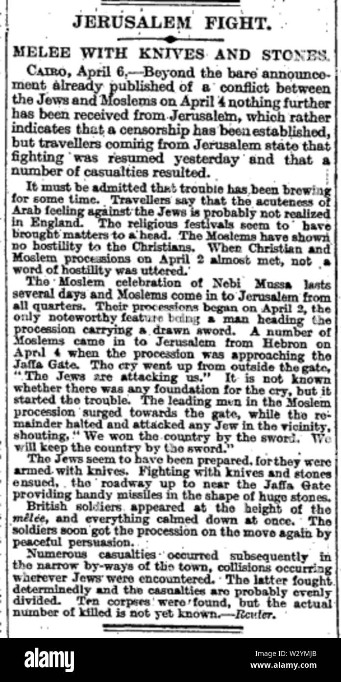 Nebi Musa riots, The Times, Thursday, Apr 08, 1920 Stock Photo - Alamy