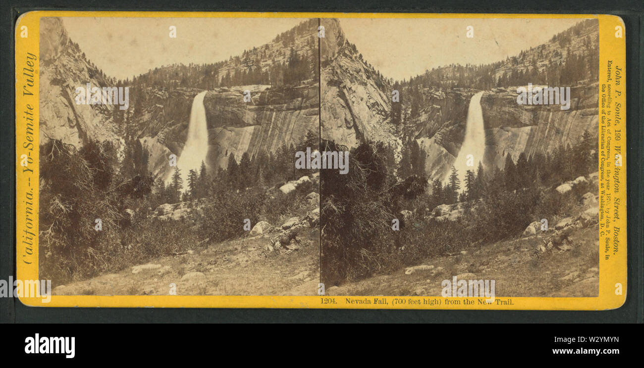 Nevada Fall, (700 feet high) from the New Trail, by John P Soule Stock ...