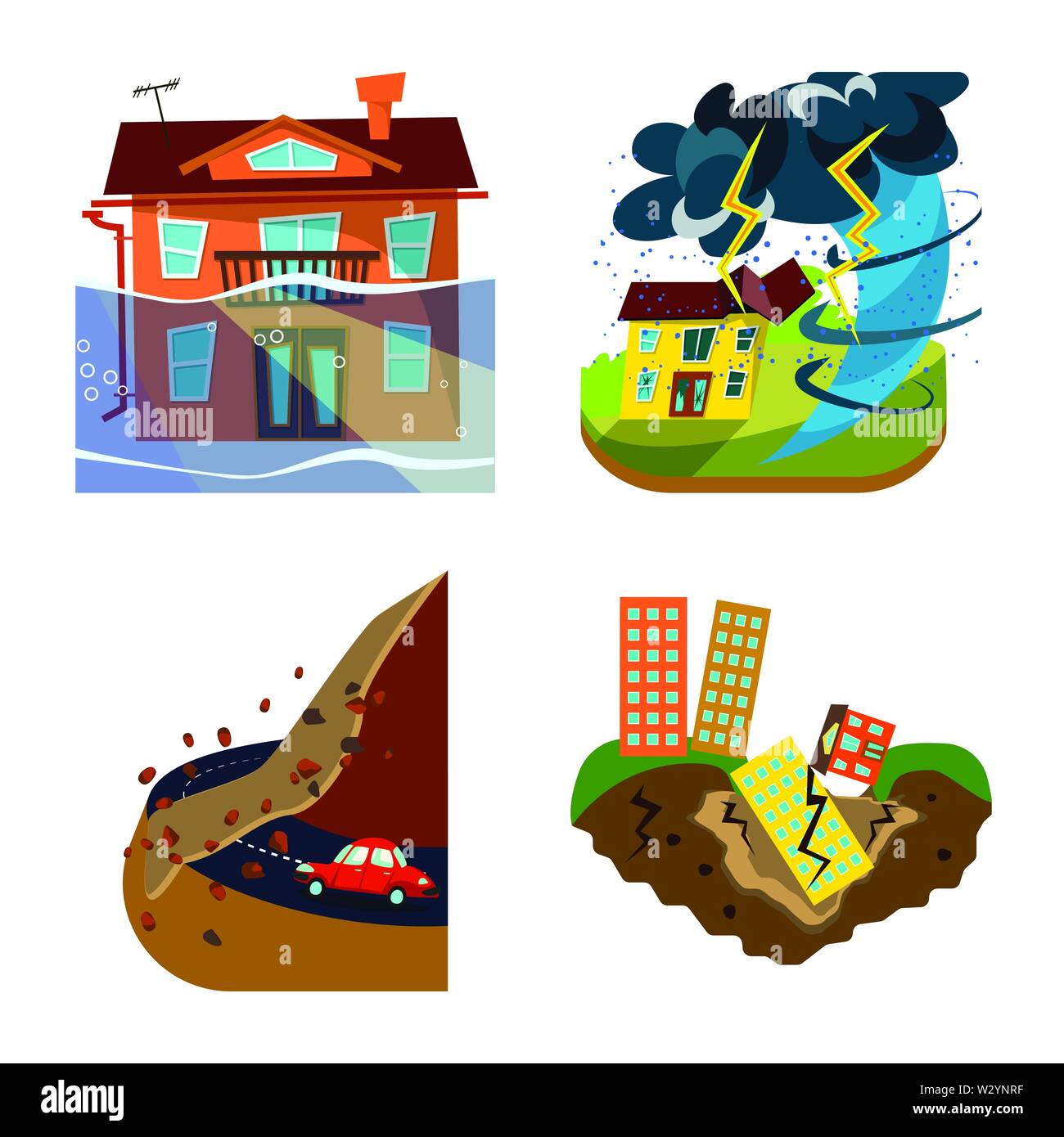 Isolated object of cataclysm and disaster icon. Collection of cataclysm ...