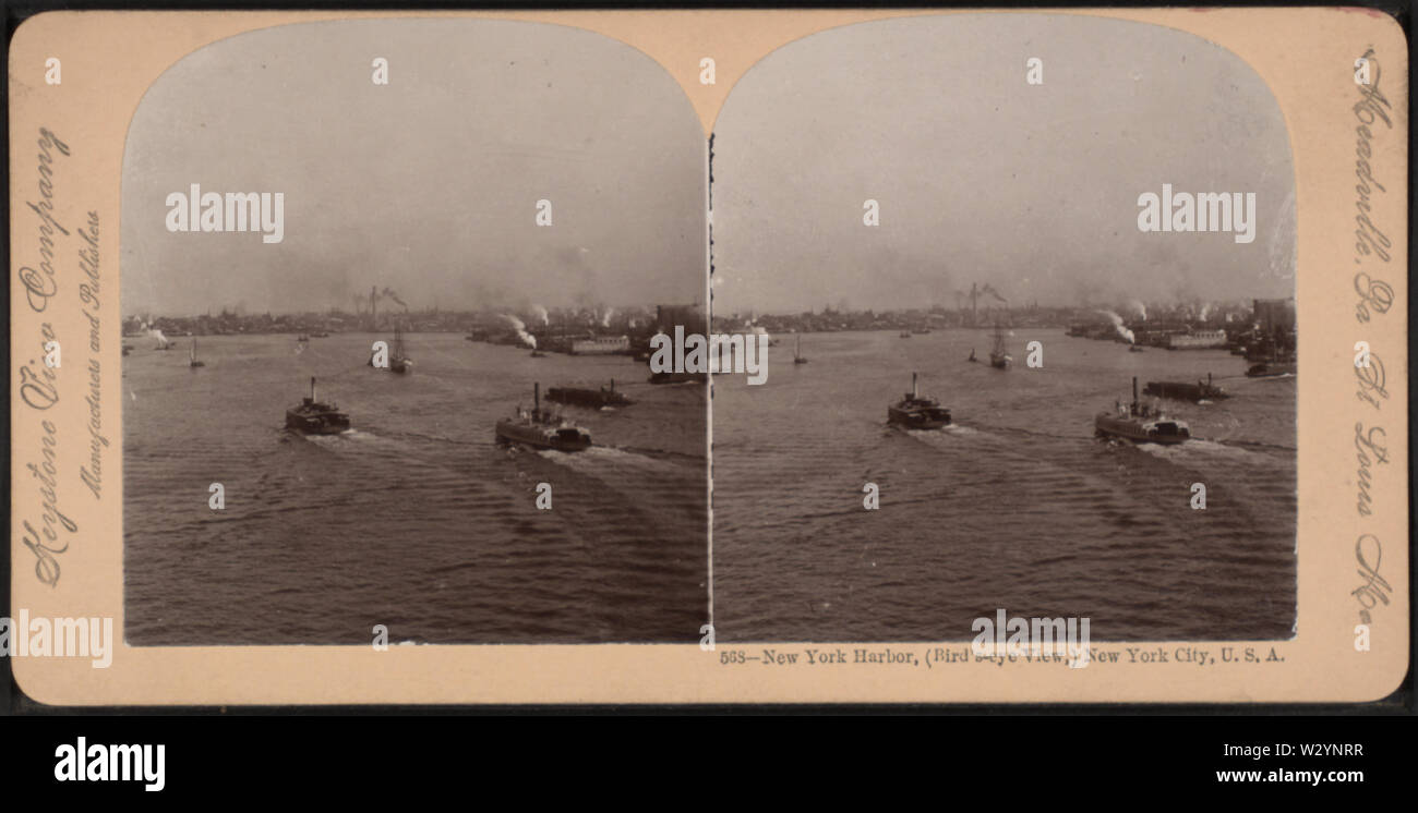 New York Harbor, (bird's-eye view), New York City, USA, from Robert N ...