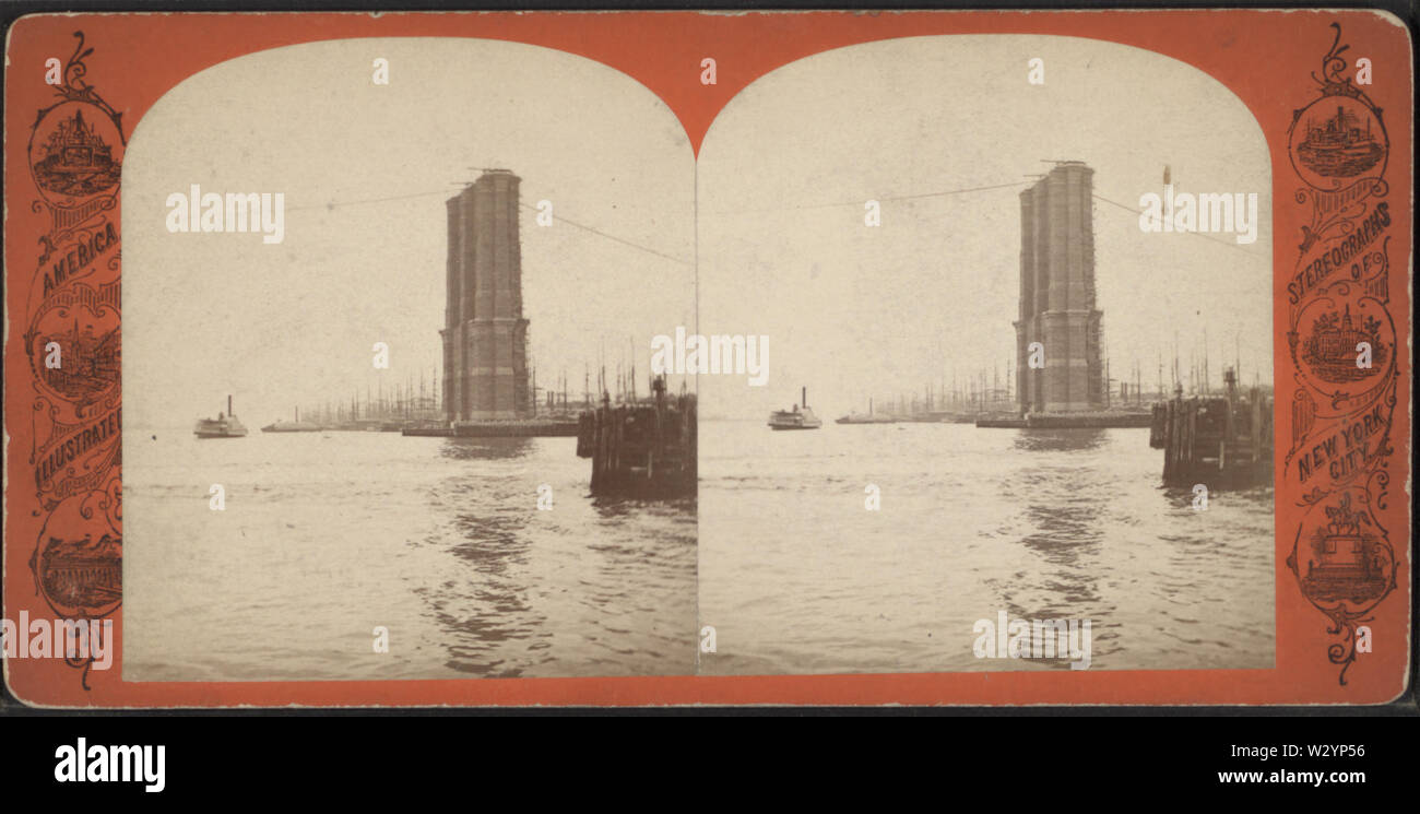 New York tower of East River bridge, from Robert N Dennis collection of ...
