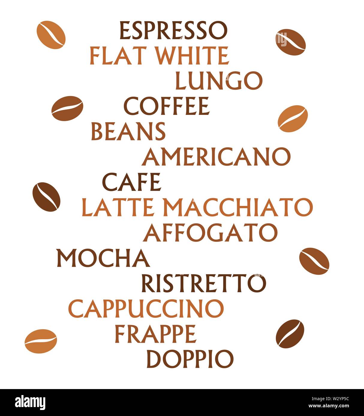 The list of coffee types. Coffee vector illustration Stock Vector Image ...
