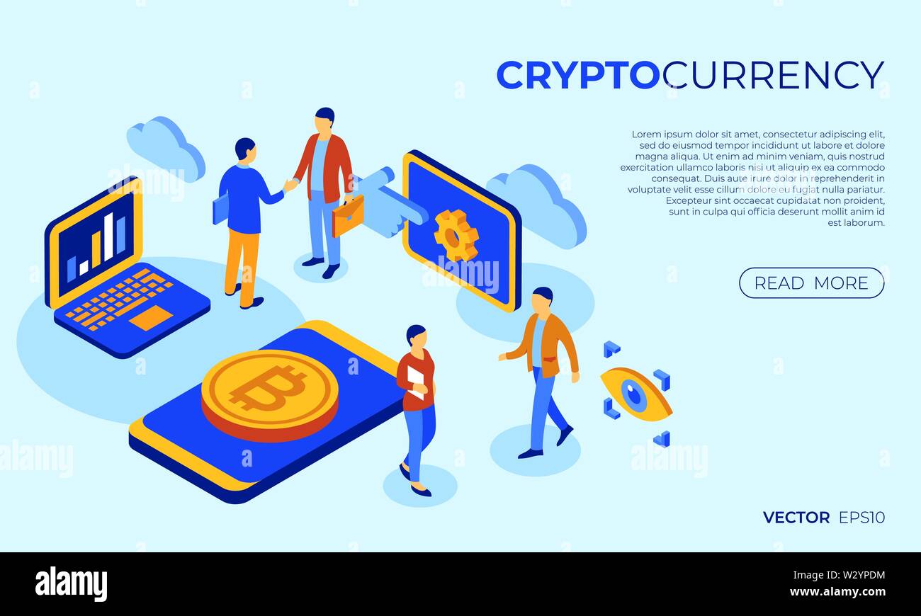 Cryptocurrency bitcoin technology isometric 3d icons infographics with ...