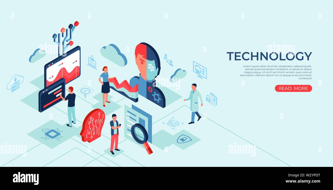 Artificial intelligence technology isometric 3d icons infographics with ...