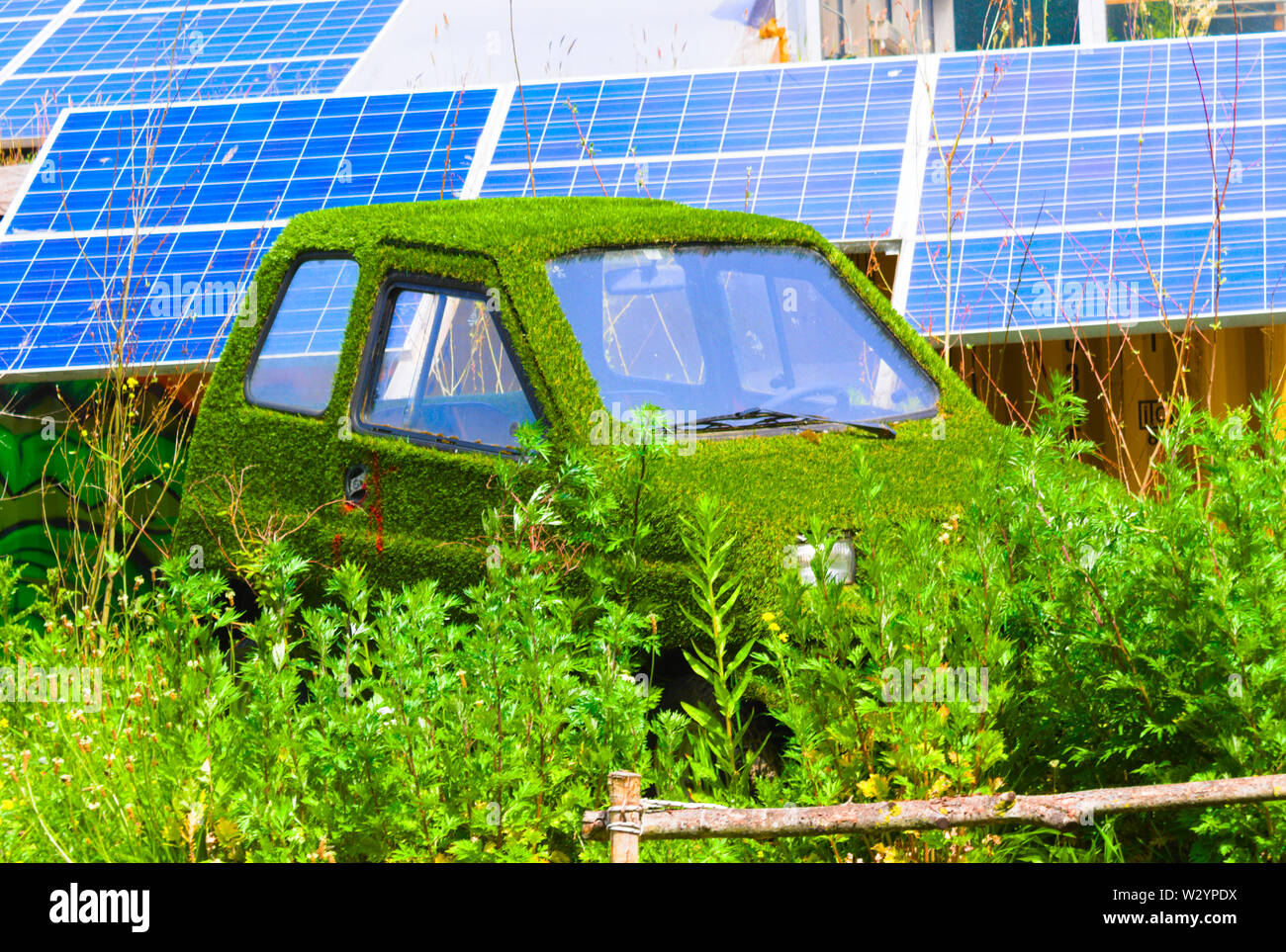 Car covered in grass hi-res stock photography and images - Alamy