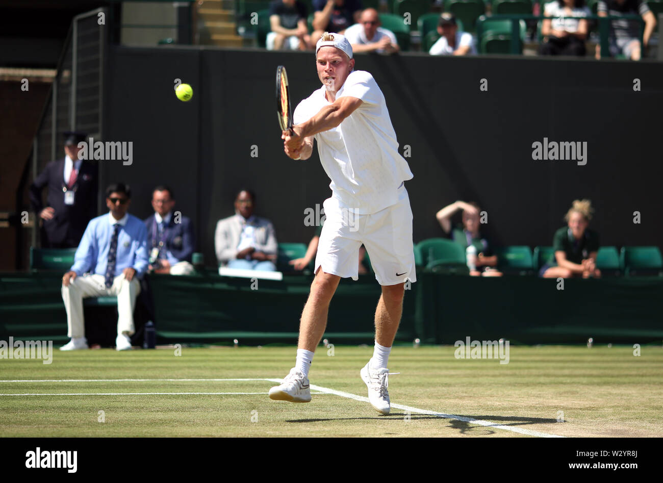 Anton Matusevich in the junior boys quarter final match on day ten of ...
