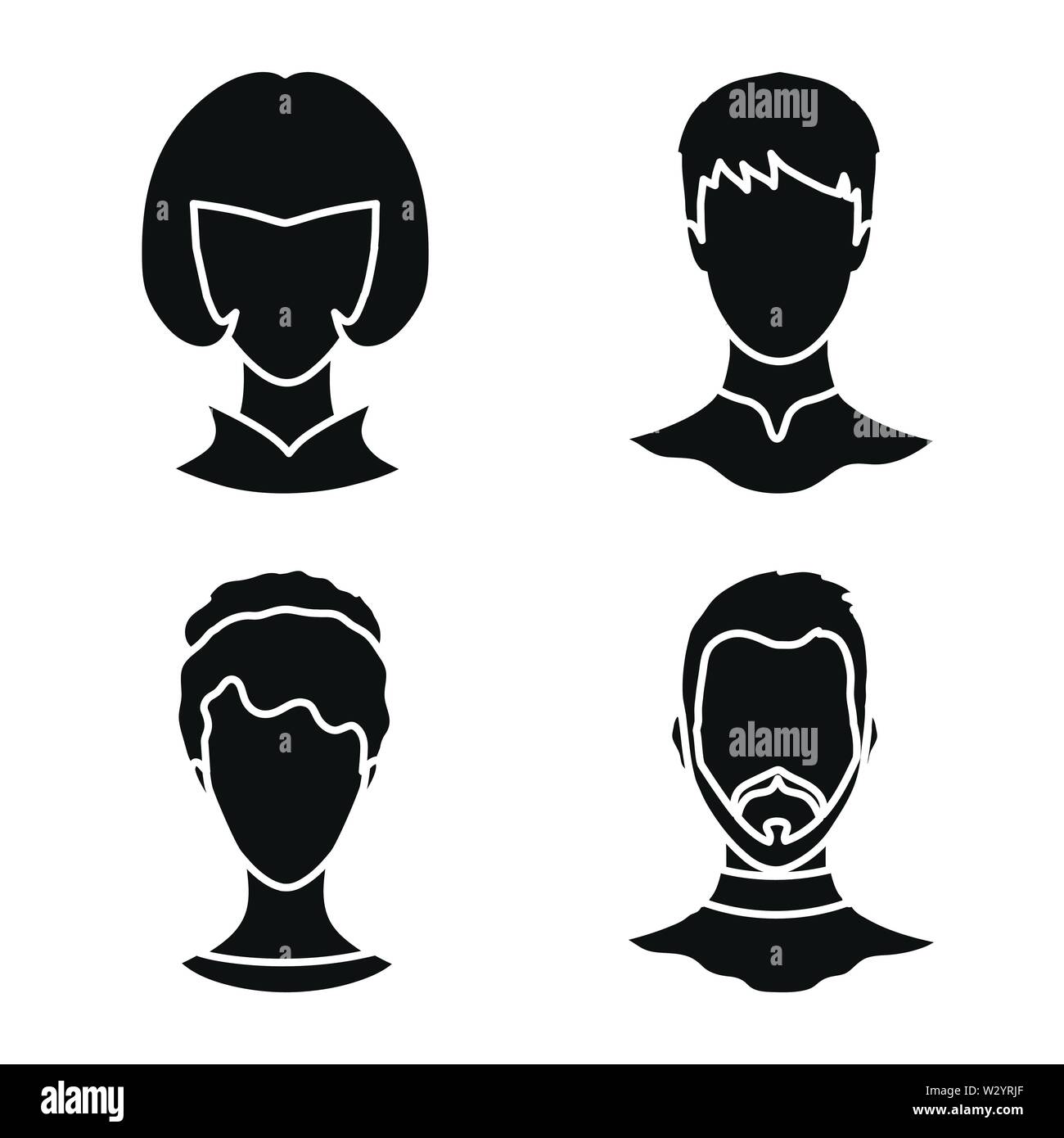 Vector illustration of character and profile symbol. Set of character ...