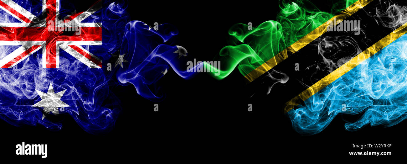 Australia vs Tanzania, Tanzanian smoky mystic flags placed side by side ...