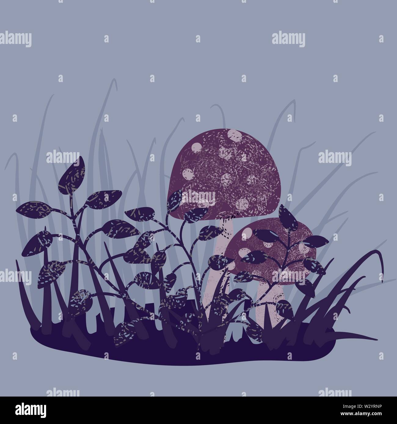 vector illustration with purple toxic toadstools Stock Vector Image ...