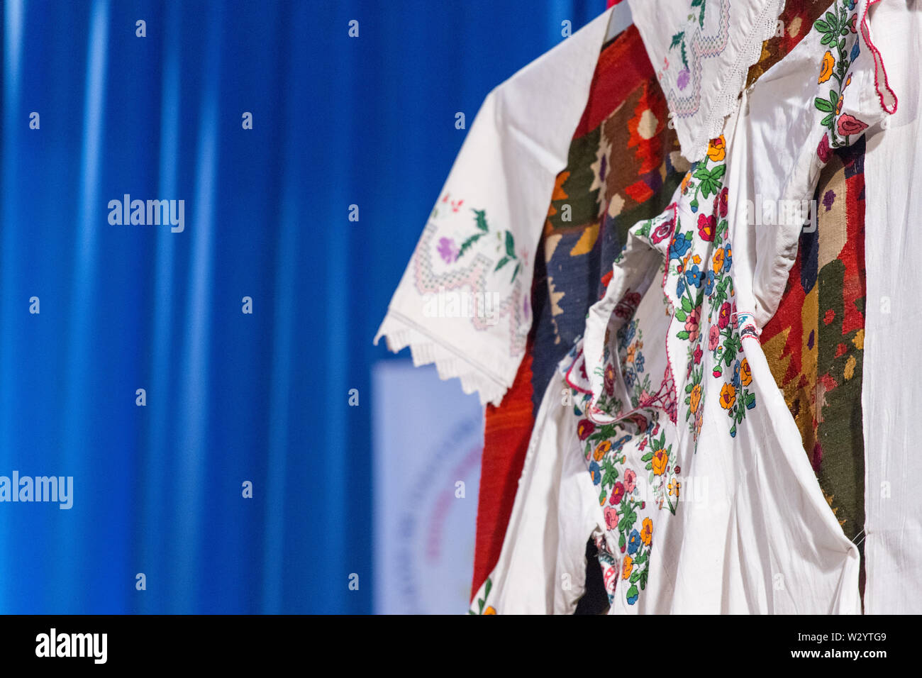 Detail of traditional folkloric costume of Romanian dancers. Folklore ...
