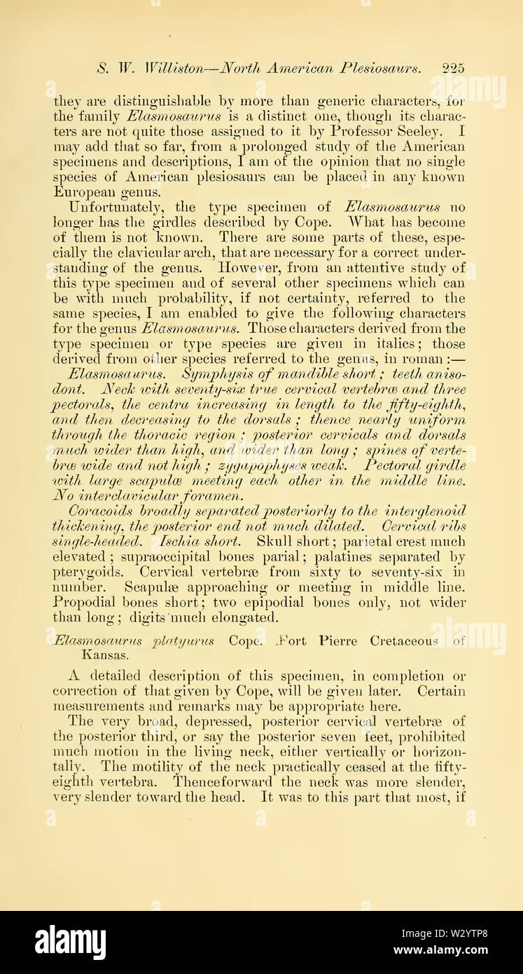 North American Plesiosaurs Elasmosaurus, Cimoliasaurus, and ...