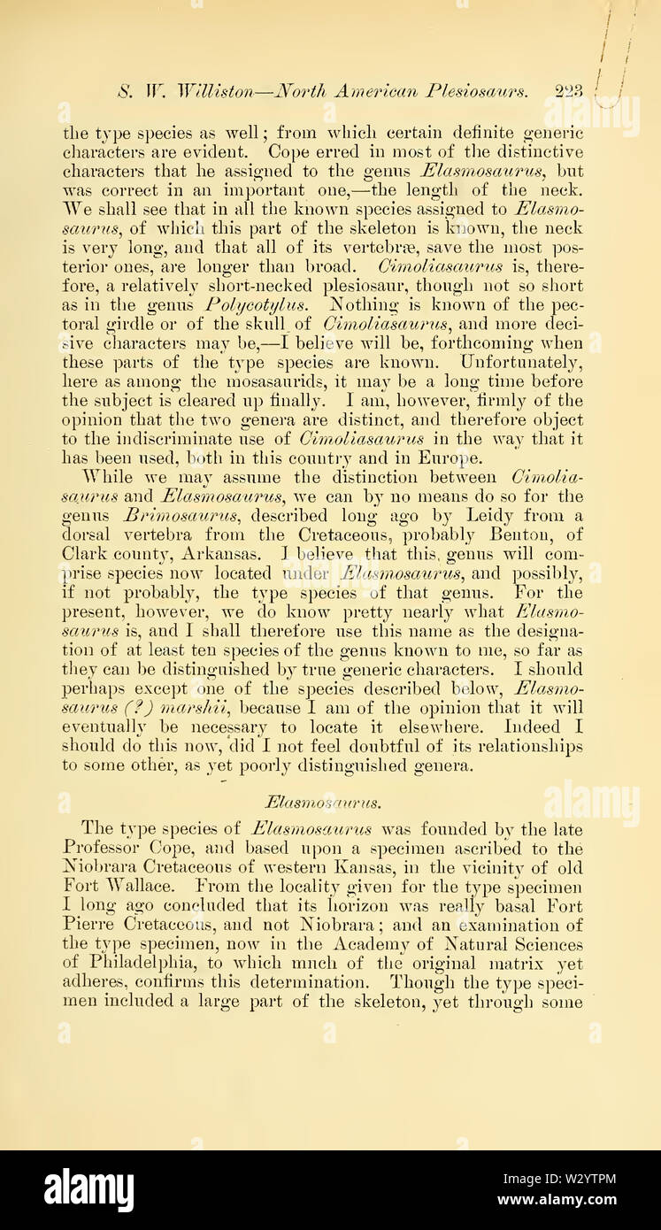 North American Plesiosaurs Elasmosaurus, Cimoliasaurus, and ...