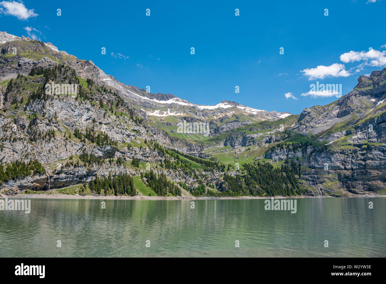 Landscape at Oeschinensee lake, Kandersteg, Bernese Oberland, Canton of ...
