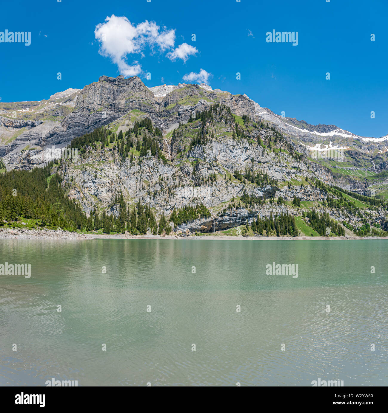 Landscape at Oeschinensee lake, Kandersteg, Bernese Oberland, Canton of ...