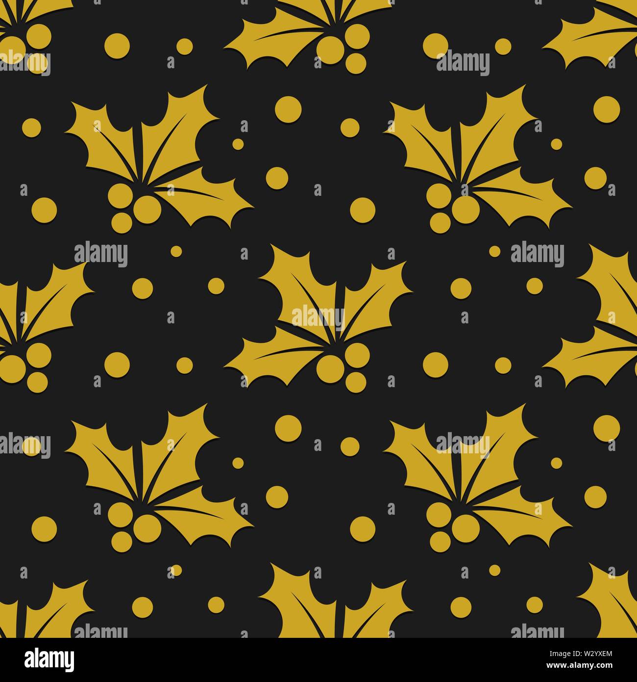 Christmas gold holly berries pattern. Vector illustration Stock Vector ...
