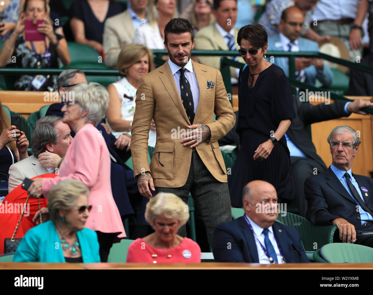 David Beckham in the royal box on day ten of the Wimbledon ...