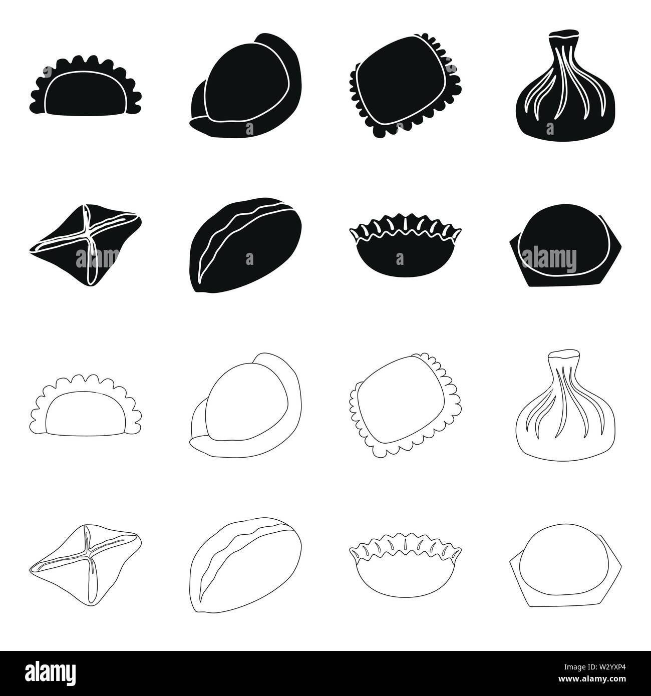 Vector illustration of products and cooking sign. Set of products and ...