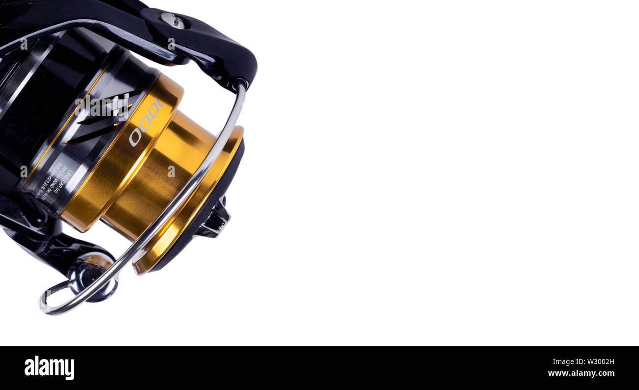 Fishing tackle. Fishing reel isolated on white background with clipping ...