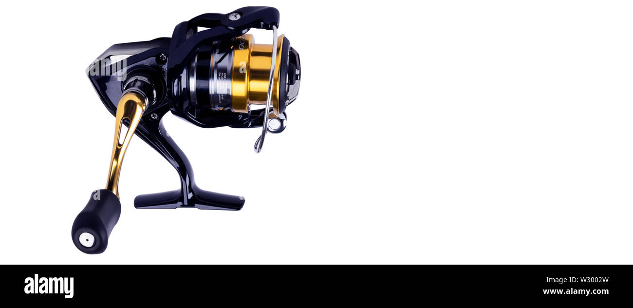 Fishing tackle. Fishing reel isolated on white background with clipping ...