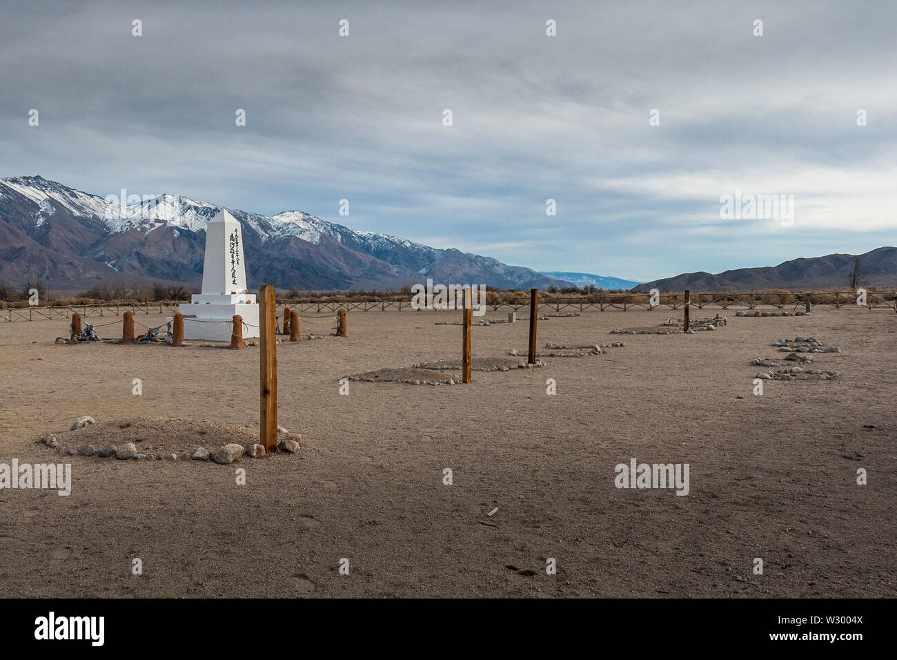 Graveyard at Manzanar National Historic Site in the Eastern Sierra. An ...