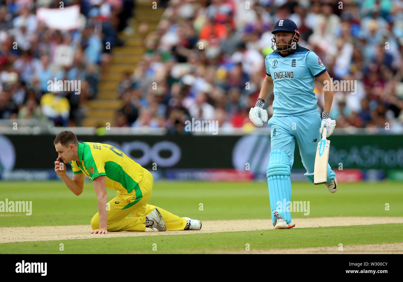 Australia's Jason Behrendorff on the ground during the ICC World Cup ...