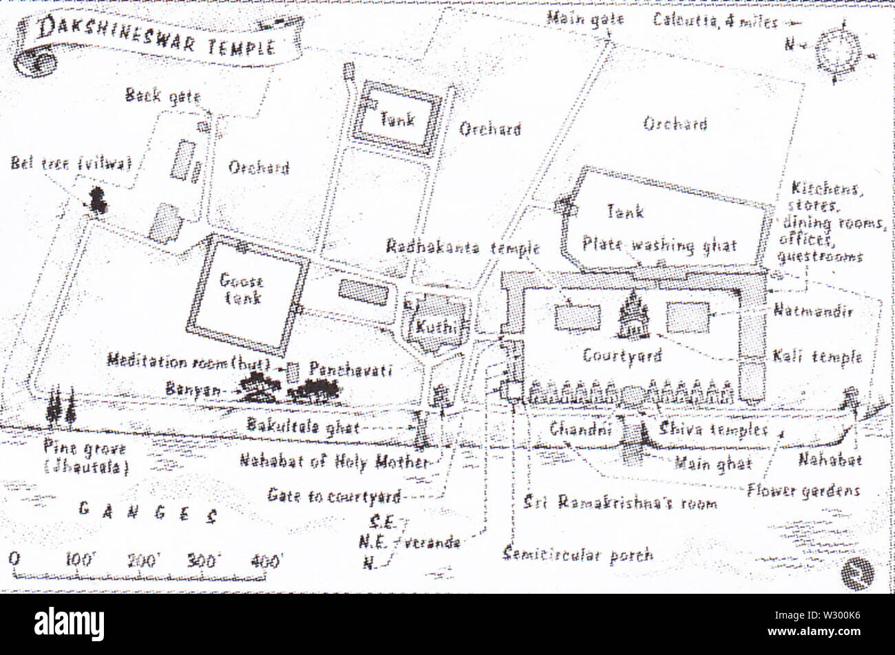 Old Dakshineswar Kali Temple map Stock Photo - Alamy