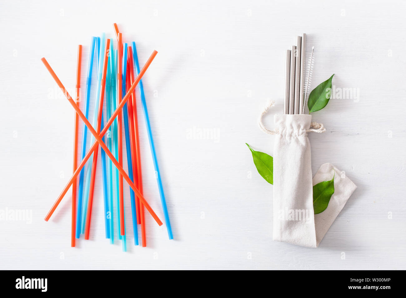 single use plastic and reusable metal eco-friendly drinking straw. zero ...
