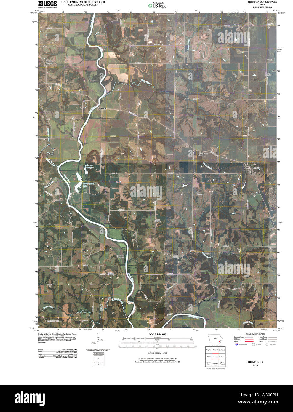 USGS TOPO Maps Iowa IA Trenton 20100422 TM Restoration Stock Photo - Alamy