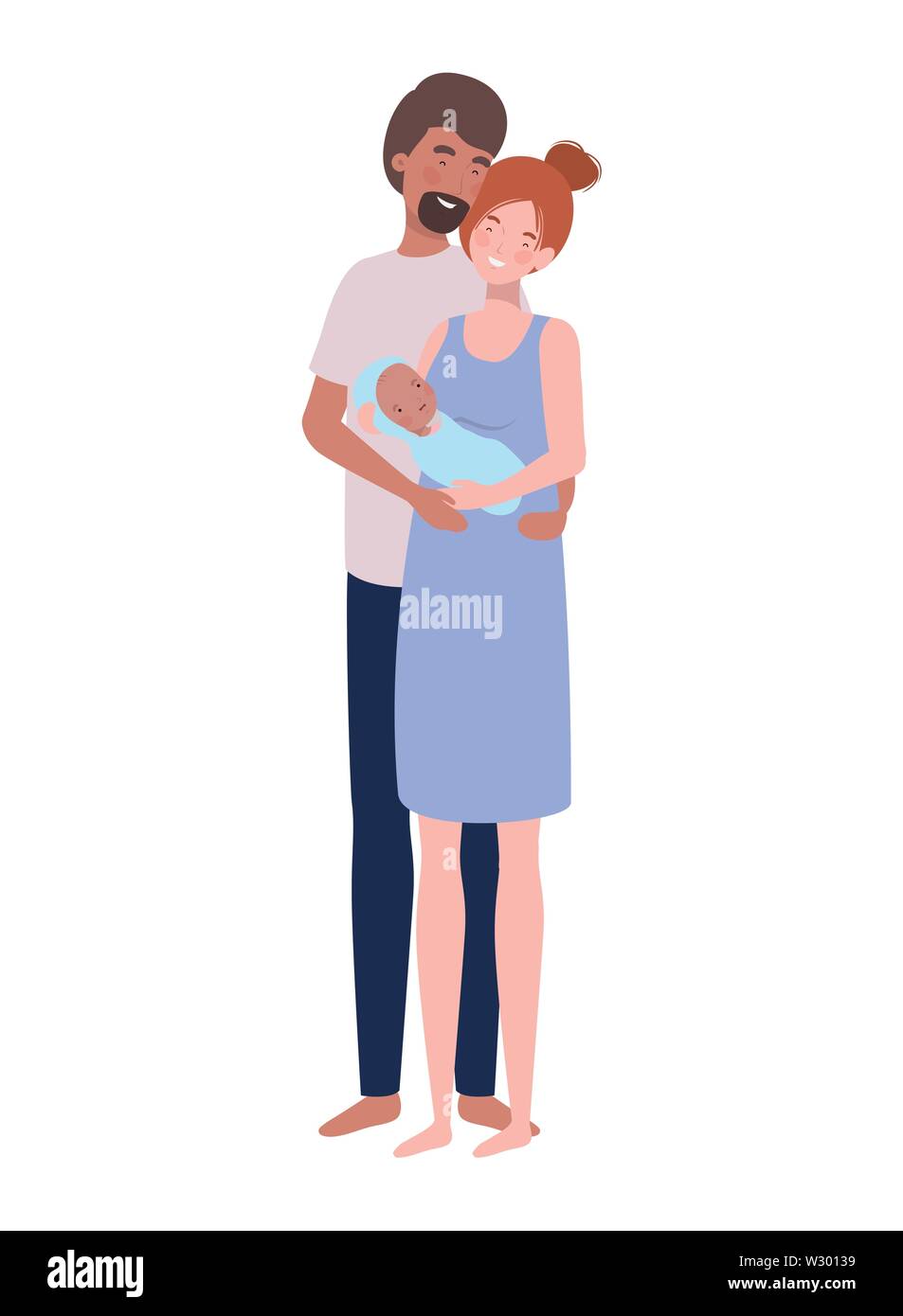 Newborn baby holding parents Stock Vector Images - Alamy