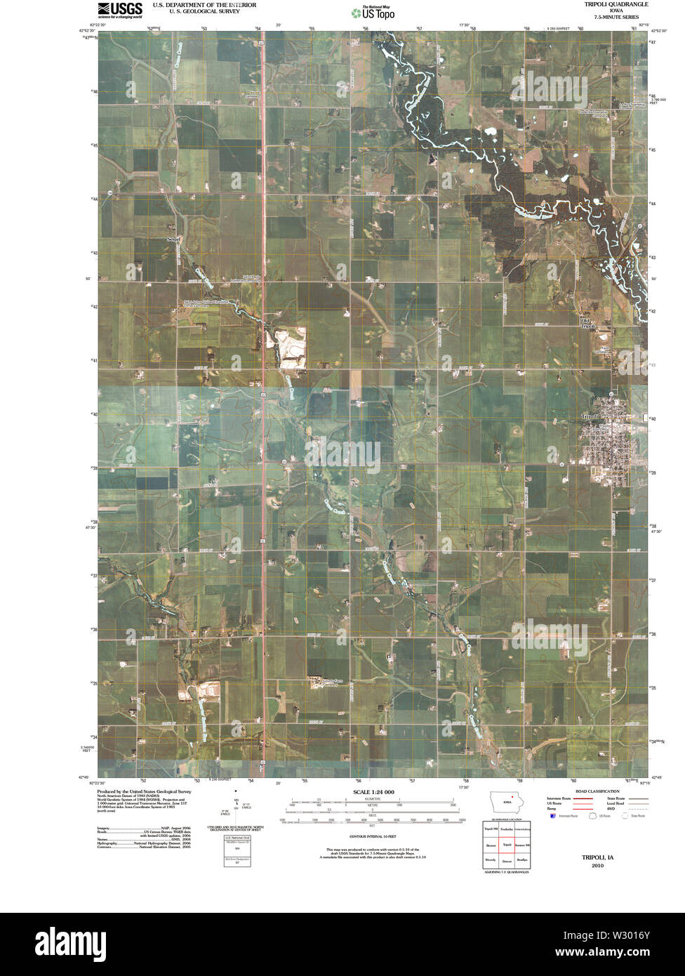 USGS TOPO Maps Iowa IA Tripoli 20100427 TM Restoration Stock Photo - Alamy