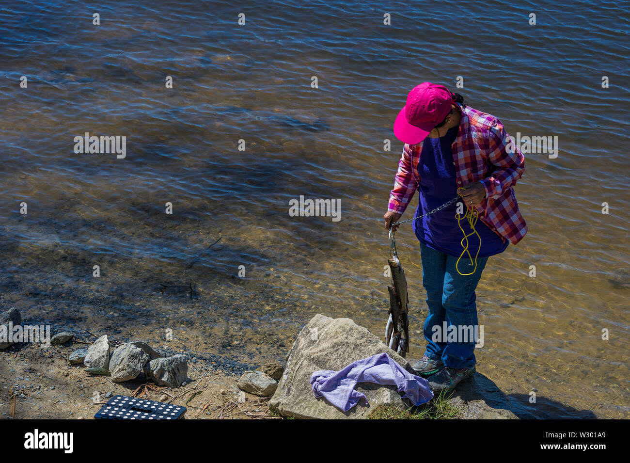Blowing Rock, North Carolina, USA - April 27, 2019: Fishing along the ...