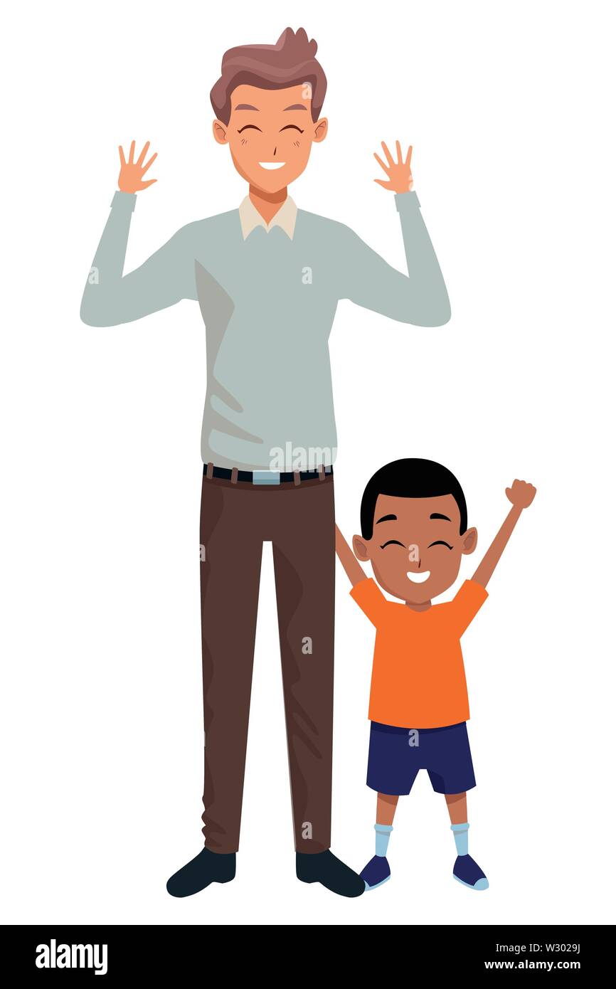 Single father with little son cartoon Stock Vector Image & Art - Alamy